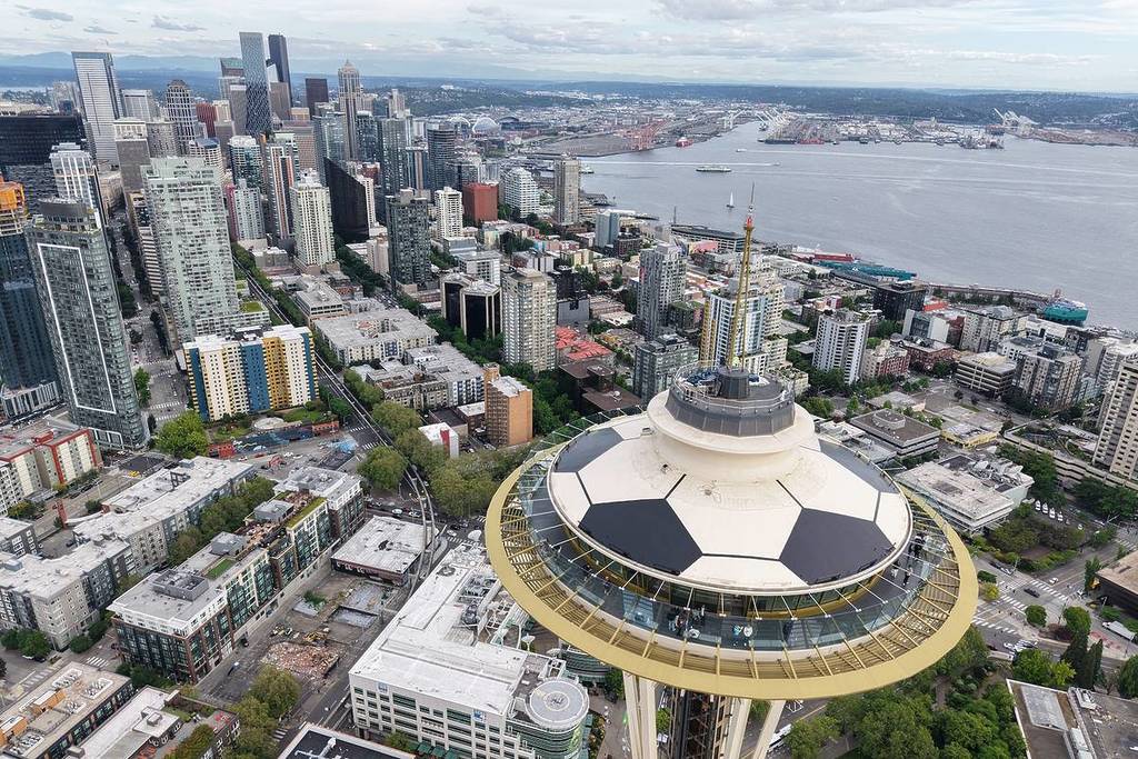 The Space Needle has been transformed into a giant soccer ball in ...