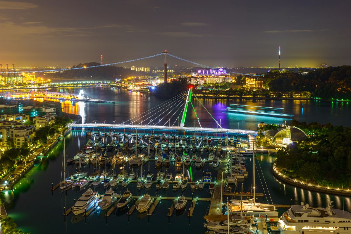Sentosa Island At Night Night View Of Sentosa Island In Singapore
