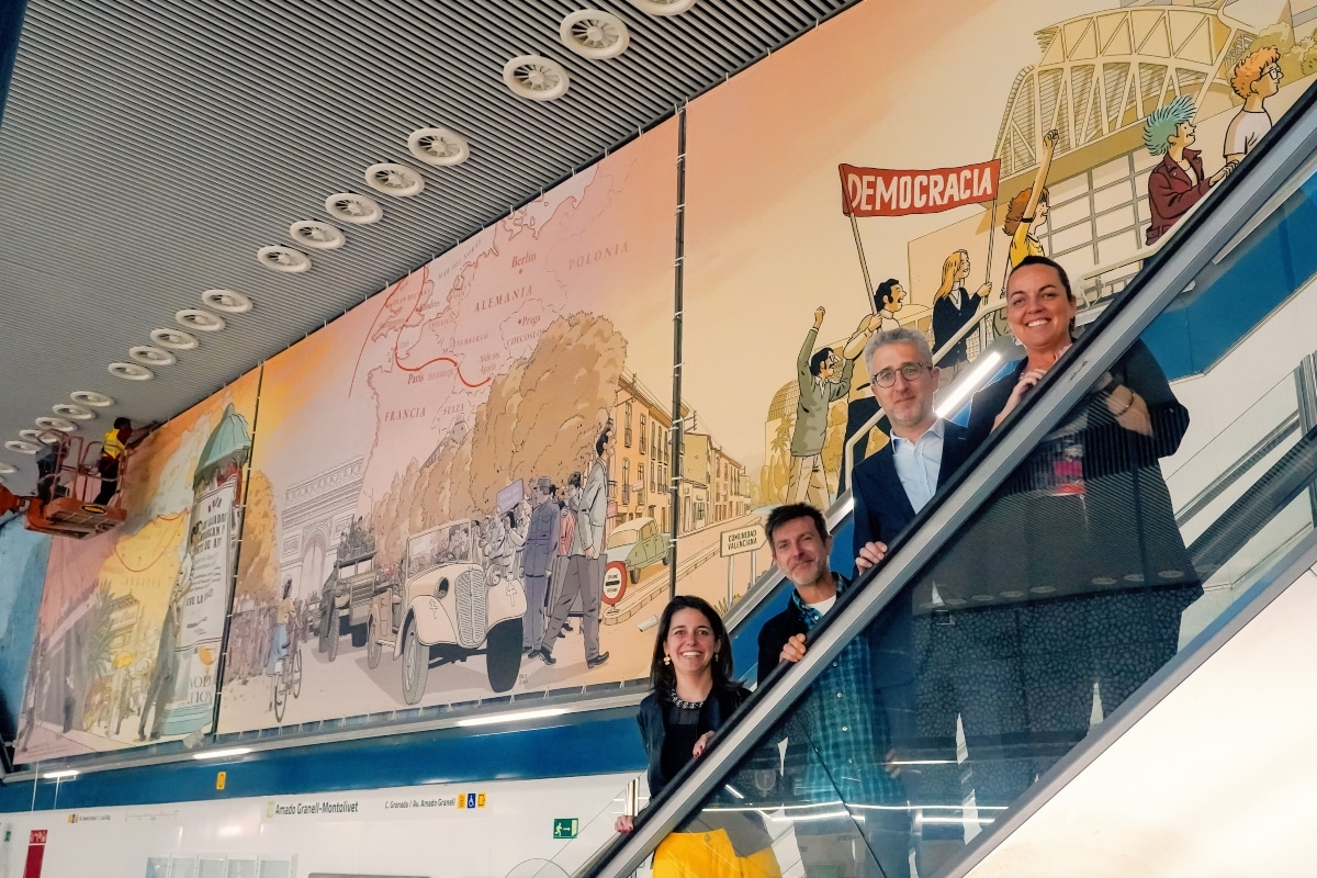 Una estación de la línea 10 de Metrovalencia tiene un mural de Paco Roca