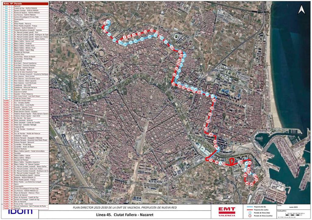 La línea 45, el autobús que atravesará toda Valencia: recorrido por ...