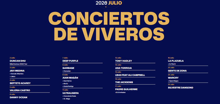 Viveros 2026 concerts: lineup and how to buy tickets